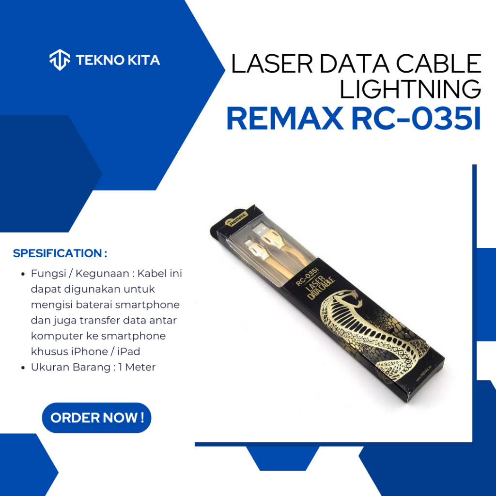 Jual REMAX KABEL DATA LIGHTNING/KABEL DATA UNTUK IPHONE SERIES RC-035i ...