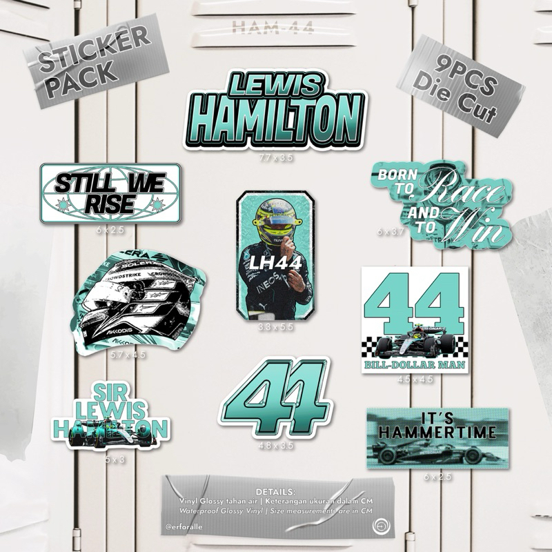 Jual Lewis Hamilton Sticker Pack [9Pcs DieCut Stickers] | Shopee Indonesia