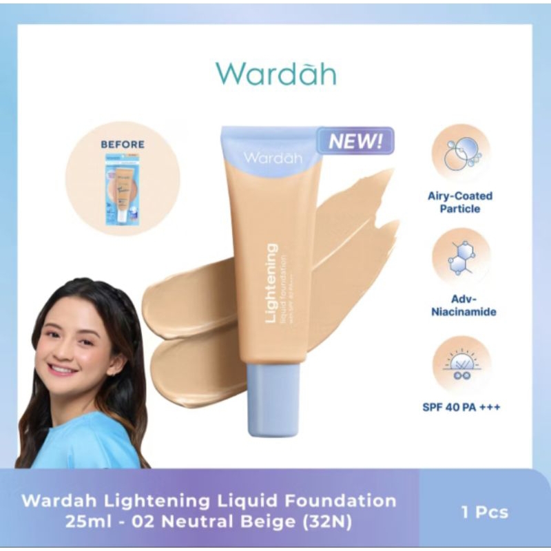 Jual wardah leghtening liquid foundation 25 ml _ 02 neutral beige (32N ...