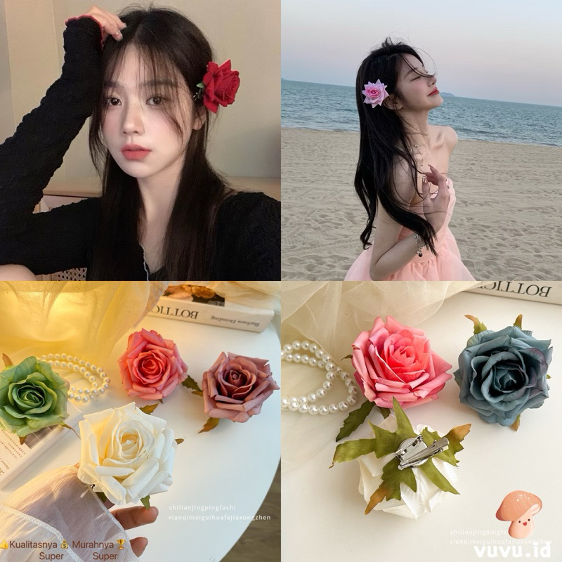 Jual Jepit Rambut Klip Rambut Mawar Hair Clip Rose Bunga /bisa dipakai ...