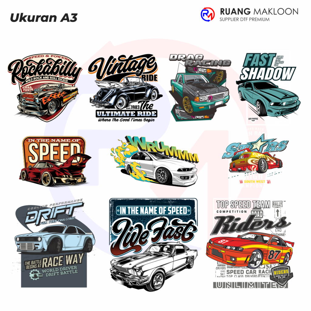 Jual Sablon Setrika Sablon DTF Satuan A3 Cars 01 - SIAP PRESS | Shopee ...