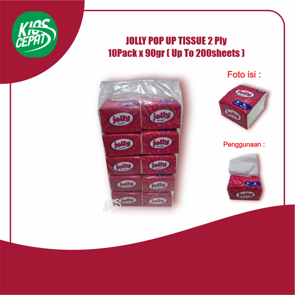 Jual Tissue JOLLY Pop Up Multipurpose 90gr ISI 10Pack (Up To 200SHEET ...