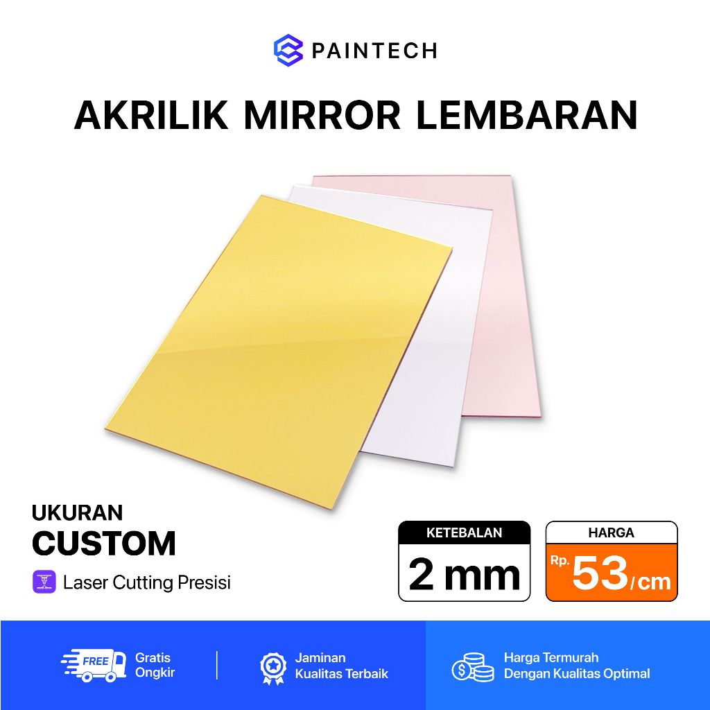 Jual Custom Acrylic Mirror 2mm / Akrilik Lembaran Mirror GOLD/ SILVER ...