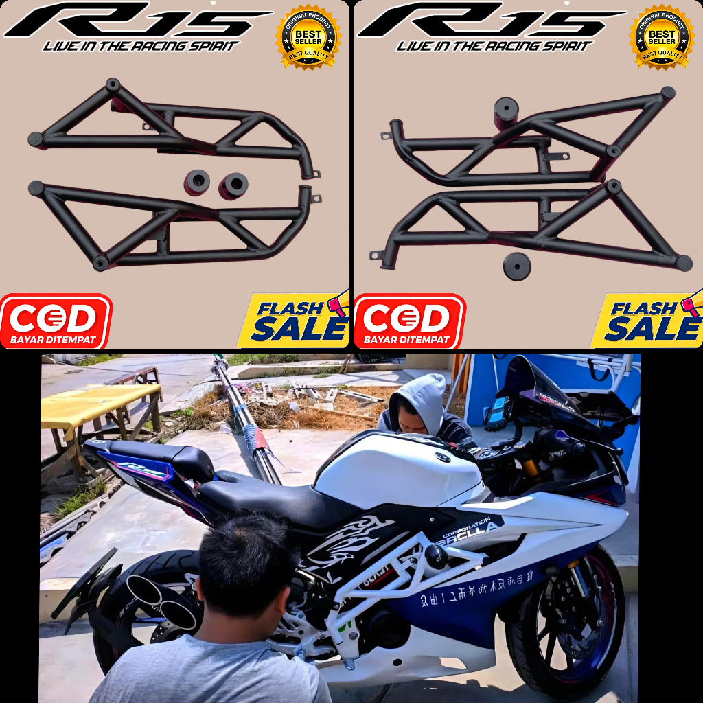 Jual Promo !!! Tubular Crashbar Yamaha R15 V3 V2 Full Set Jalu Frame ...