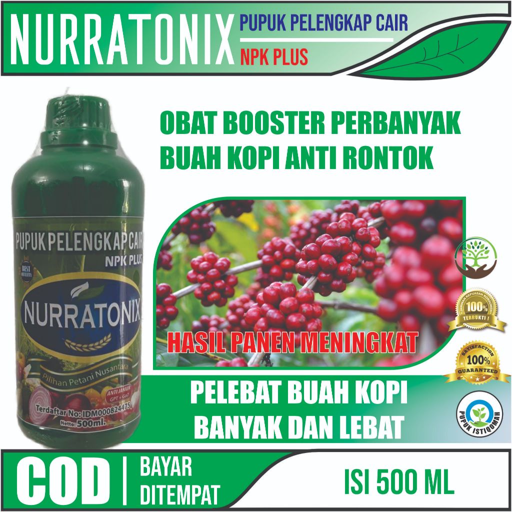 Jual PUPUK PENYUBUR PELEBAT BUAH KOPI NPK NURRATONIX ISI 500 ML OBAT PENYUBUR BUAH KOPI ANTI ...