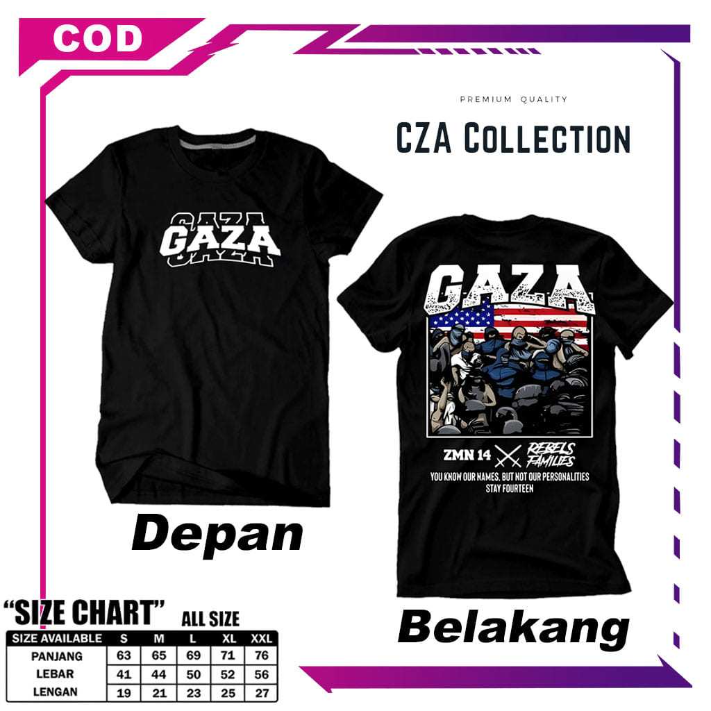 Jual CZA FASHION-KAOS SABLON GAZA REBELS FAMILIES/DISTRO/KAOS MURAH ...