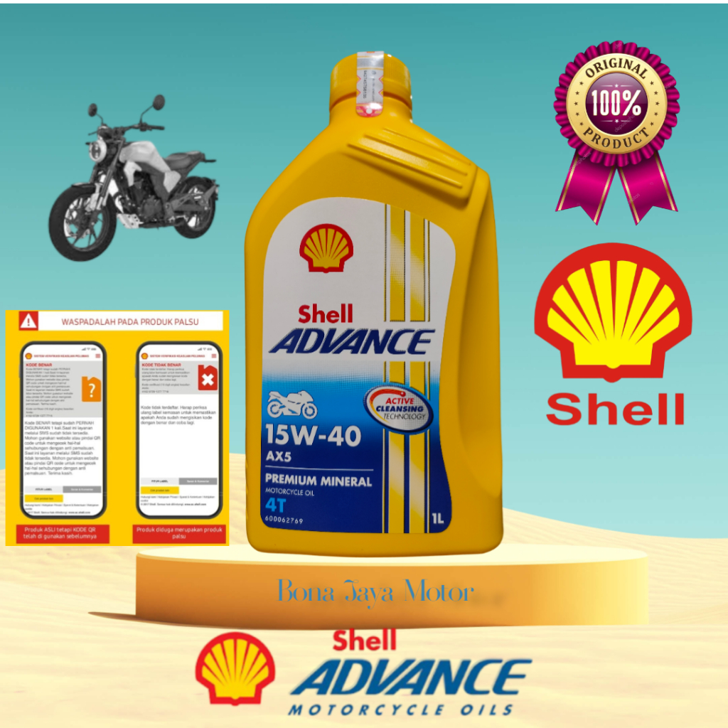 Jual OLI MESIN SHELL ADVANCE AX5 4T SAE 15W-40 1 LITER | Shopee Indonesia