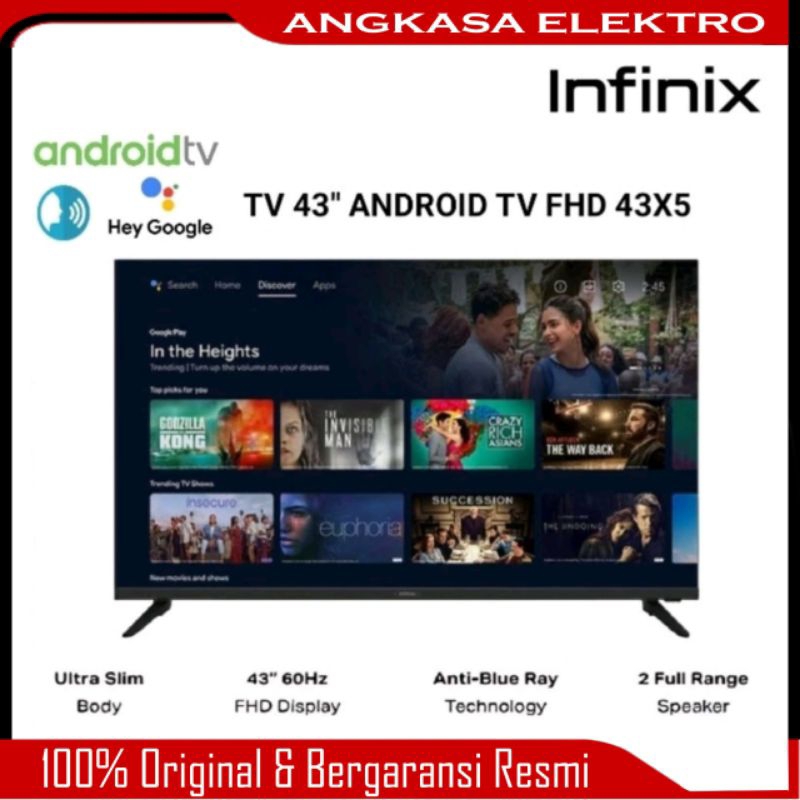 Jual LED TV INFINIX 43 inch Android TV FHD 43X5 - Youtube/Netflix ...