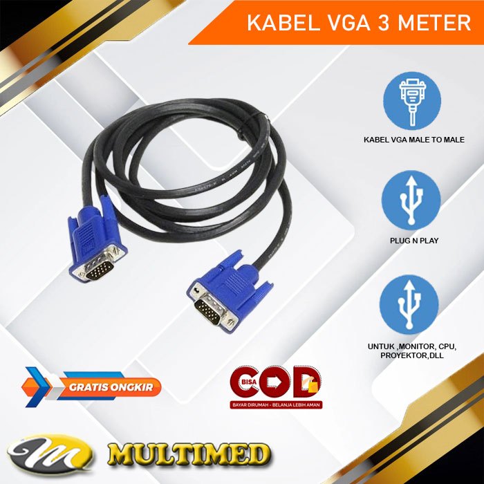 Jual Kabel VGA Panjang 3 Meter | Shopee Indonesia