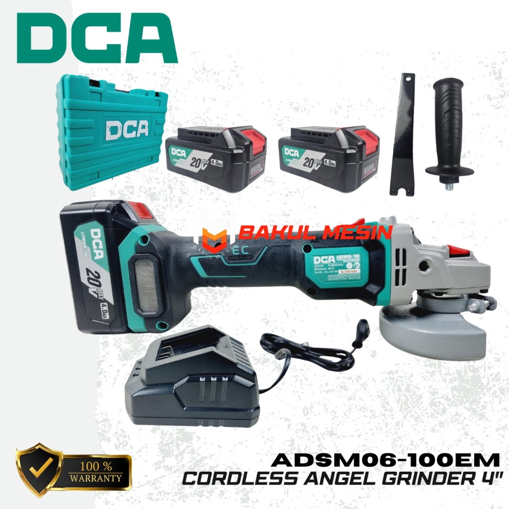 Jual DCA ADSM06-100EM Cordless Angel Grinder 4" Mesin Gerinda Baterai ...