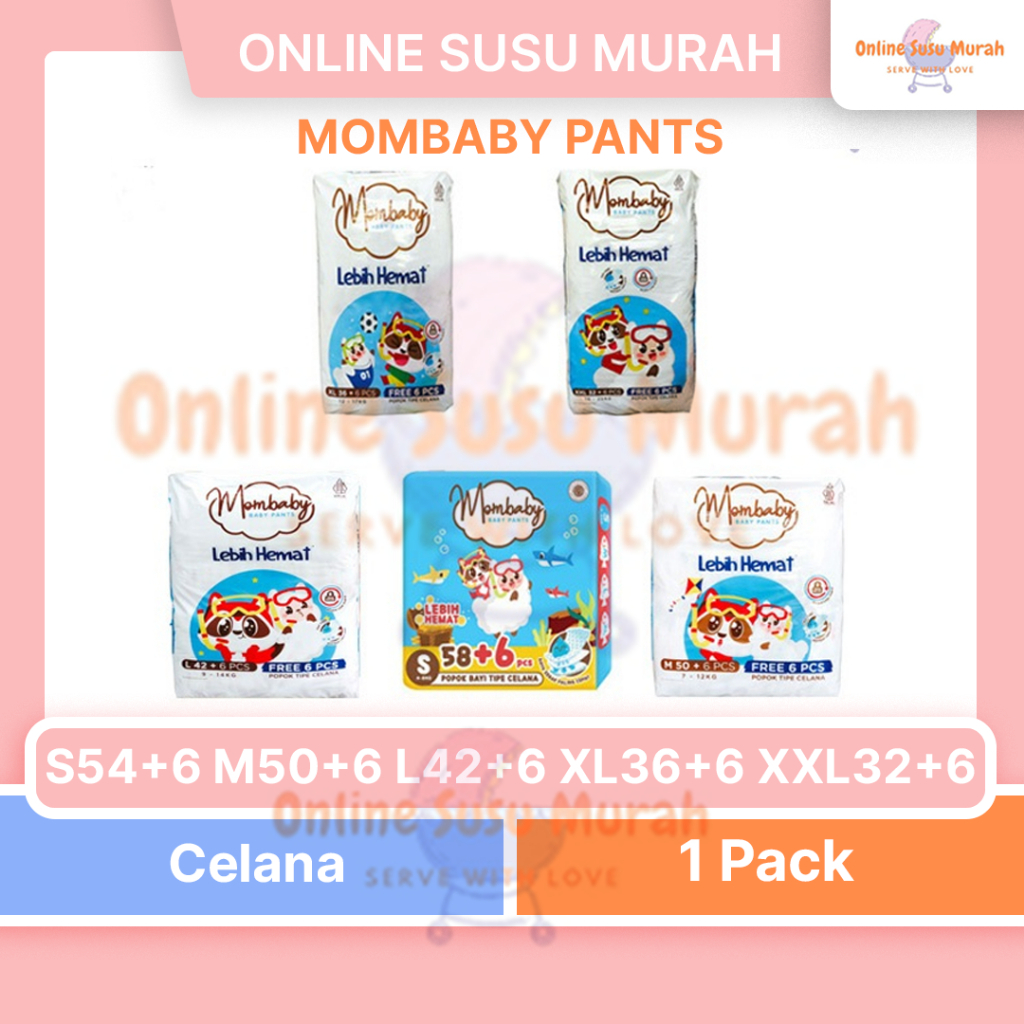 Jual MOMBABY PANTS S54+6 M50+6 L42+6 XL36+6 XXL32+6 MOM BABY S 54 M 50 L 42 XL 36 XXL 32 +6 PPKS ...