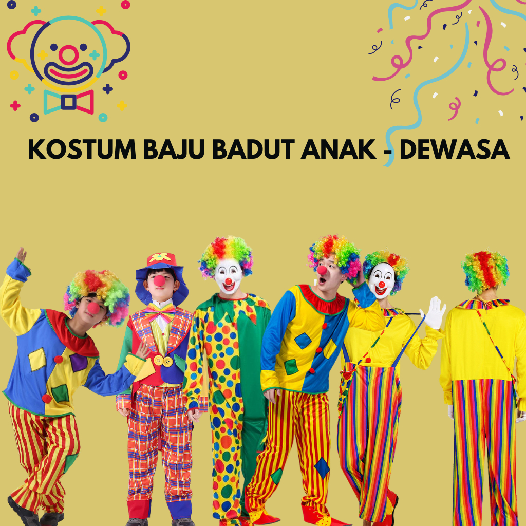 Jual Decorry Perlengkapan Badut Kostum Baju Set Hidung Sepatu dan ...