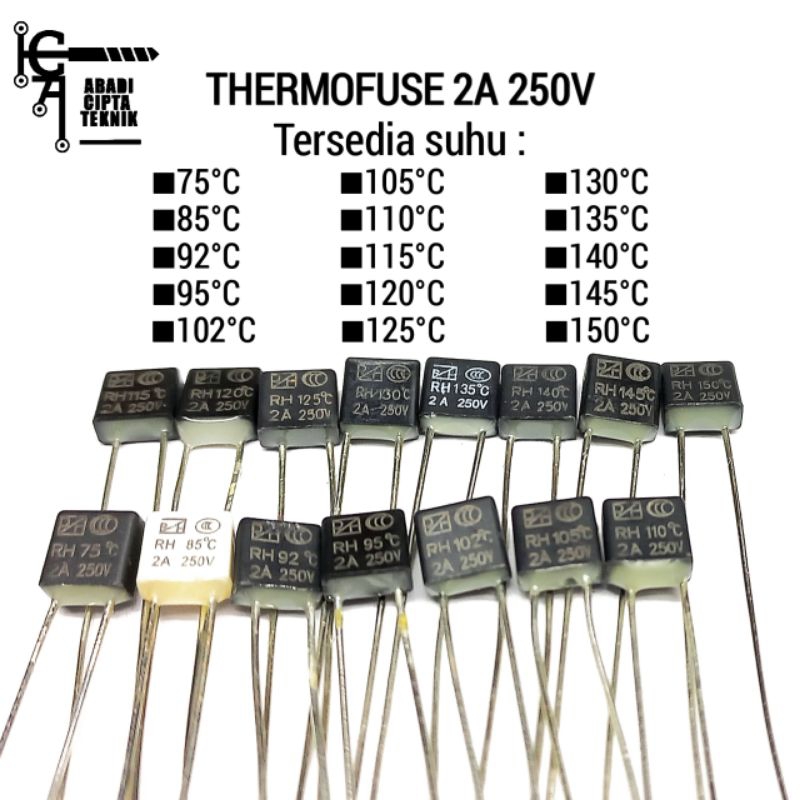 Jual Thermofuse fuse sekring kipas angin 75C 85C 92C 95C 102C 105C 110C 115C 120C 125C 130C 135C ...