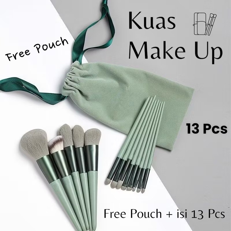 Jual Kuas Make Up 13 Pcs Set FREE POUCH Kuas Make Up Brush 13pcs Bulu ...