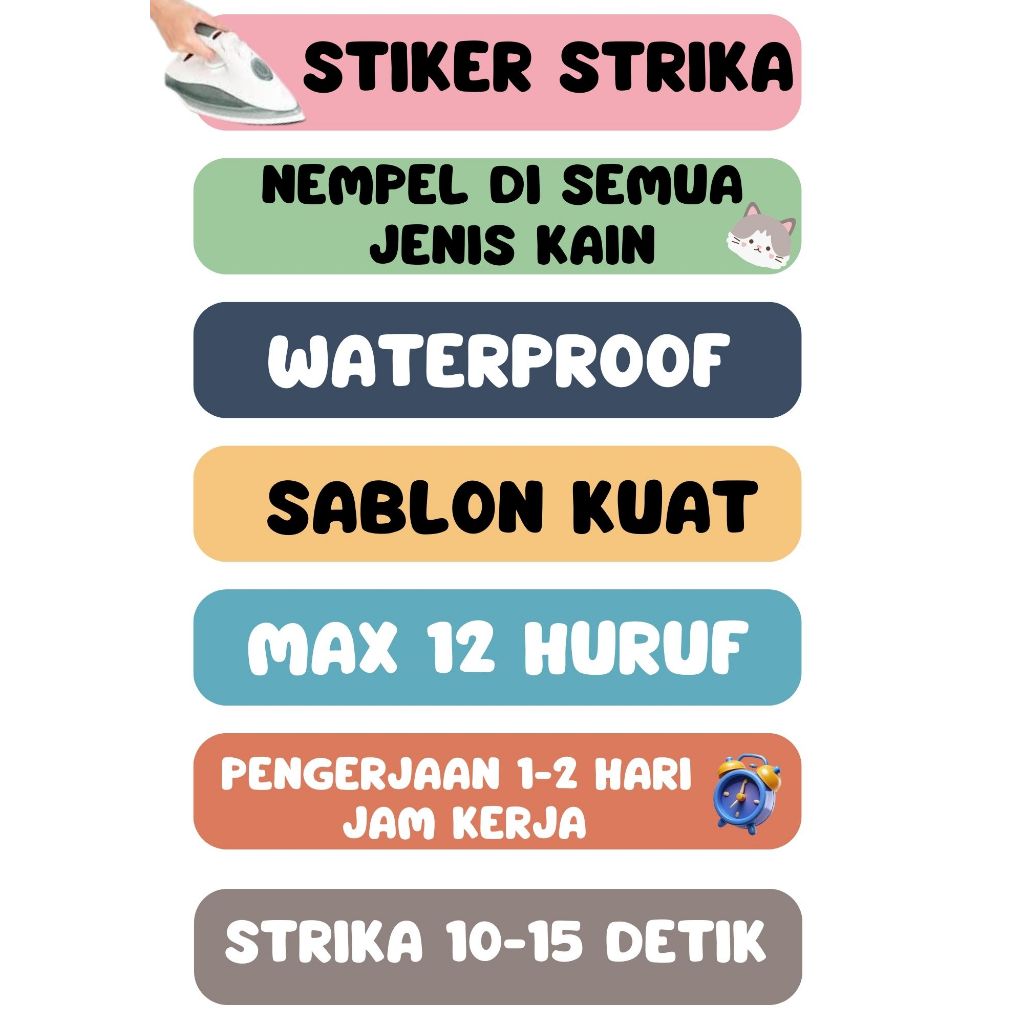 Jual Sticker Label nama Setrika / stiker untuk semua jenis Kain ...