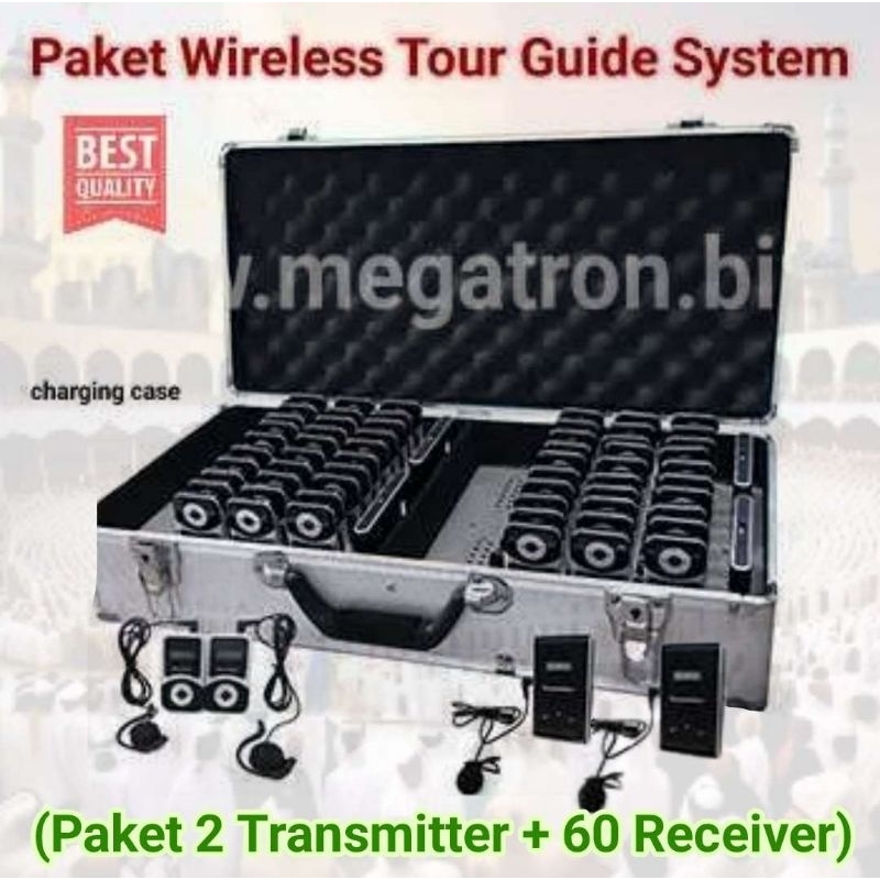 Jual Paket Wireless Tour Guide System 2 Transmitter + 60 Receiver (dengan Charging Hardcase ...