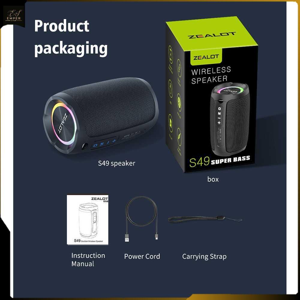 Jual Speaker Aktif ZEALOT S49 Portable Bluetooth 5.2 HIFI RGB Waterproof IP67 3600mAh | Shopee ...