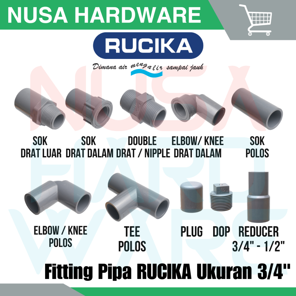 Jual RUCIKA Fitting Pipa PVC AW 3/4 Inci Original - Sok Drat Luar SDL - Faucet Sock Drat Dalam ...