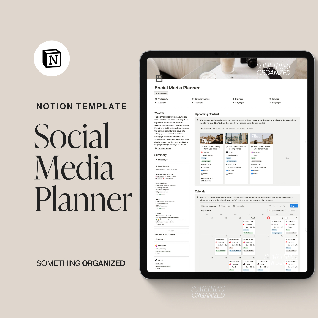 Jual Notion Social Media Planner, Notion Template, Notion Content Planner, Content Calendar ...