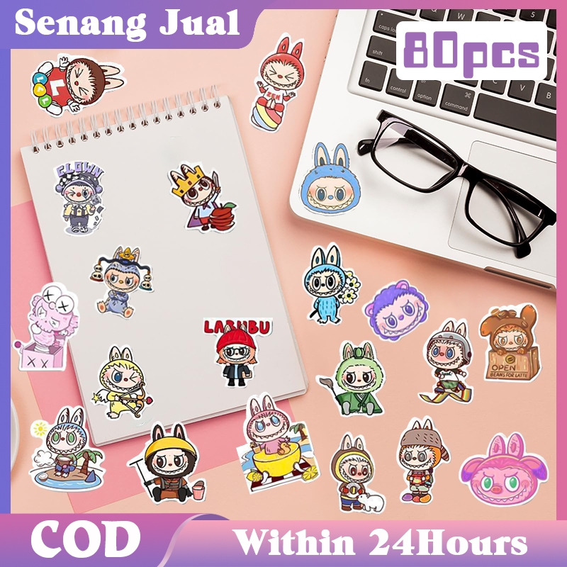 Jual 80Pcs Labubu Sticker Pola Boneka Kartun Lucu Popmart Lembar ...