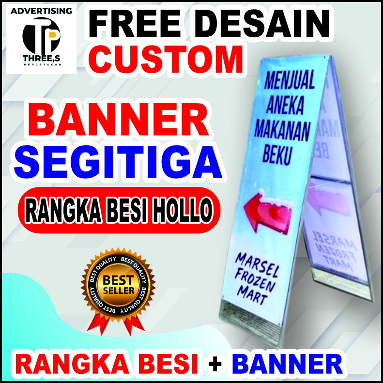 Jual Stand Banner Besi hollo Segitiga UK 100x50 Bolak-balik + FREE ...