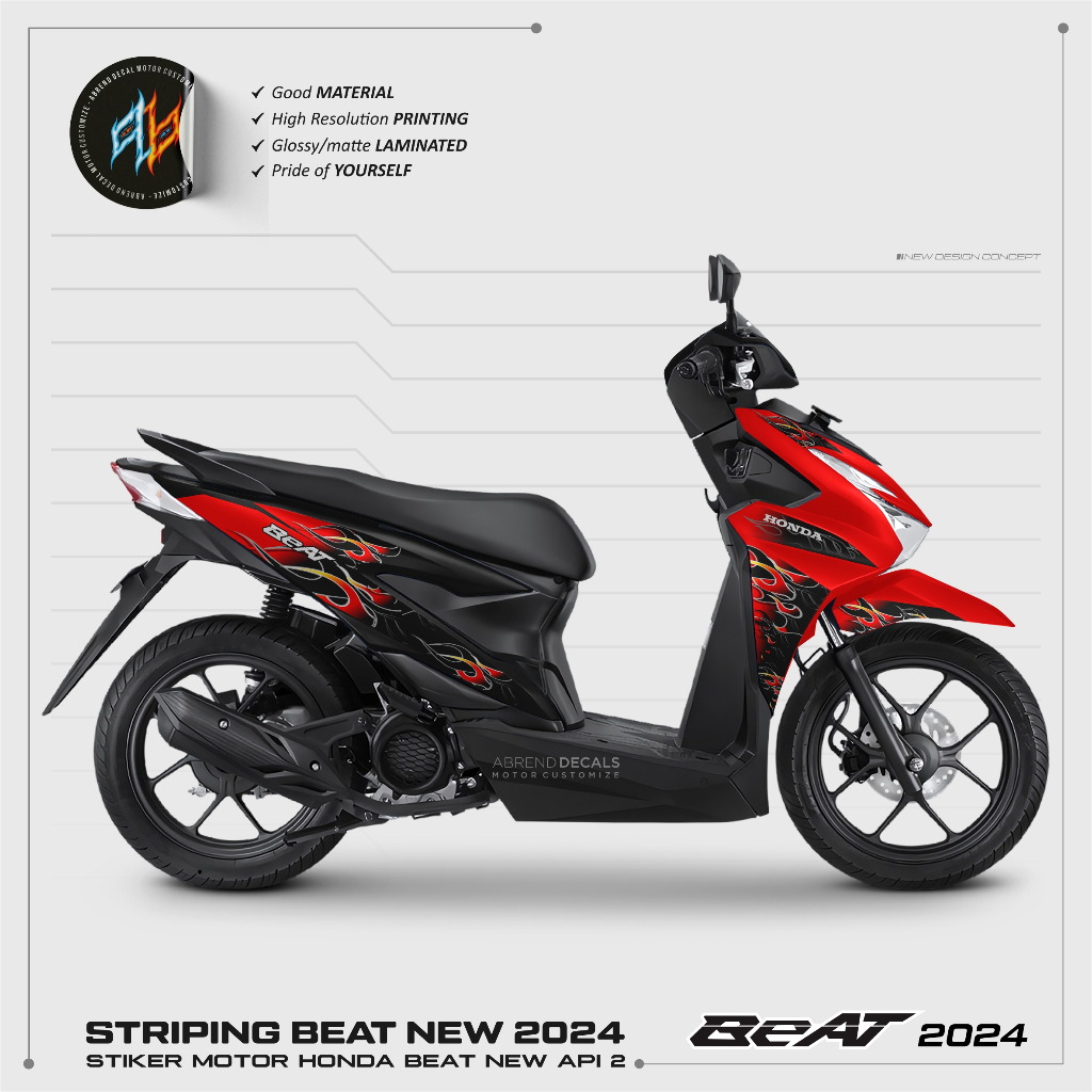 Jual STRIPING BEAT 2024 API / STIKER MOTOR HONDA BEAT NEW SMART KEY ...
