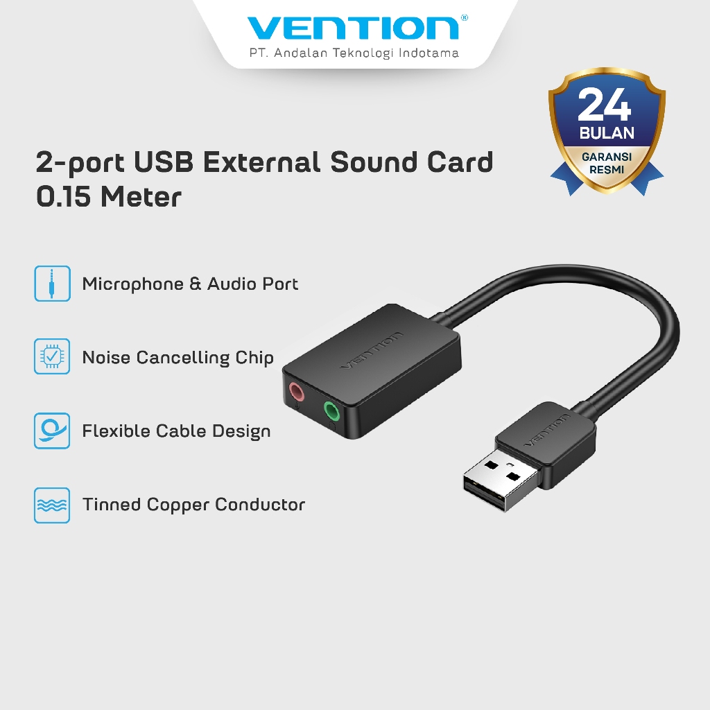 Jual Vention USB Sound Card External to AUX 3.5MM Double Hole Type ...