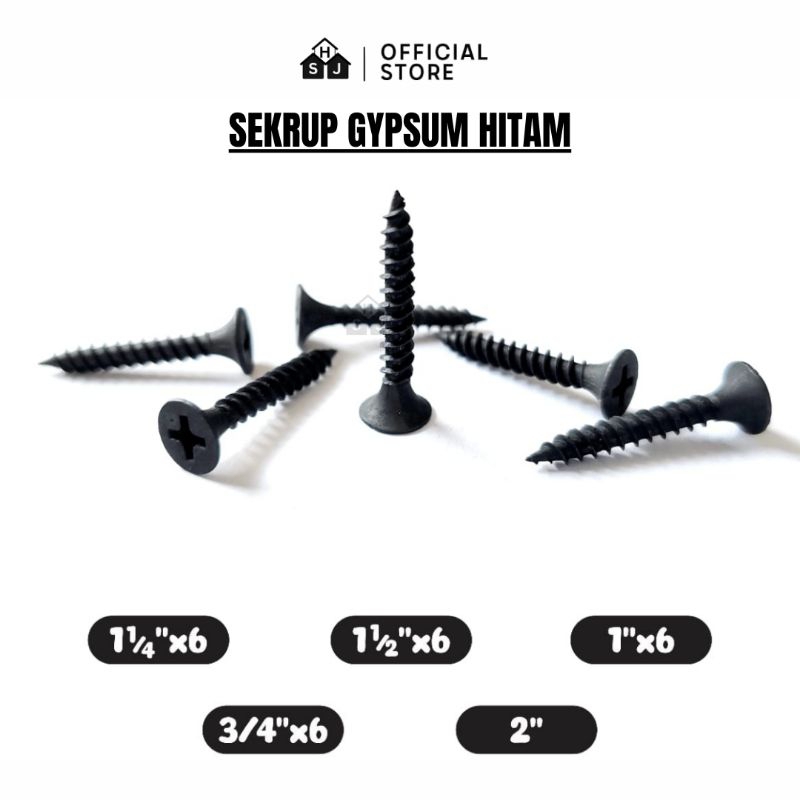 Jual [1 Pack] Baut Sekrup Drywall Screws / Sekrup Gypsum Hitam 5 Ukuran ...