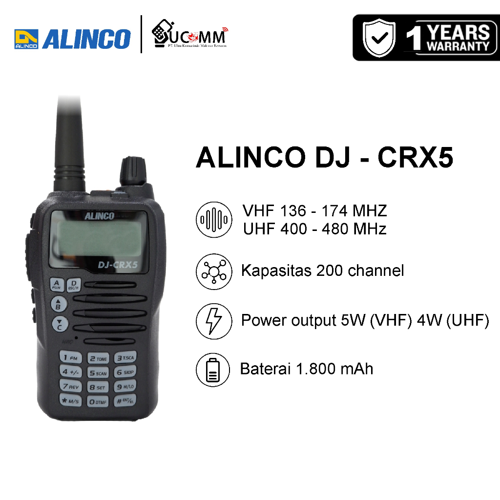 Jual Alinco DJ CRX 5 Dual Band VHF UHF 200 Channel Garansi Resmi | Shopee Indonesia
