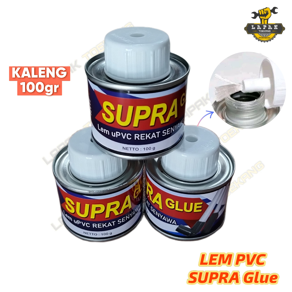 Jual Lem Pipa PVC Kaleng 100gr Supra Glue | Shopee Indonesia
