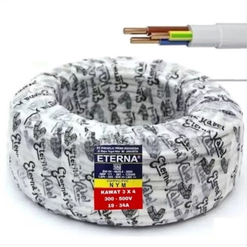 Jual Kabel ETERNA NYM 3x4mm 3 x 4 mm Kabel Kawat Tembaga 3x4 mm (PER ...