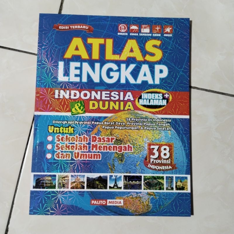 Jual BUKU ATLAS LENGKAP INDONESIA DAN DUNIA 38 PROVINSI +INDEKS HALAMAN ...