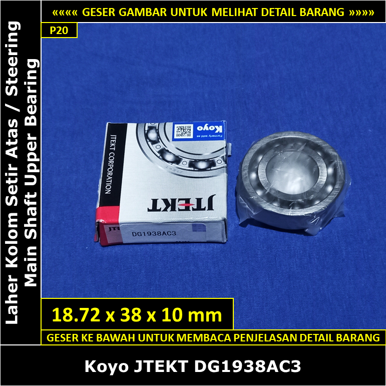 Jual Bearing Kolom Stir Atas Toyota Dyna Rino 1982-2002 B 3B 13B 14B Koyo Japan DG1938AC3 Laher ...