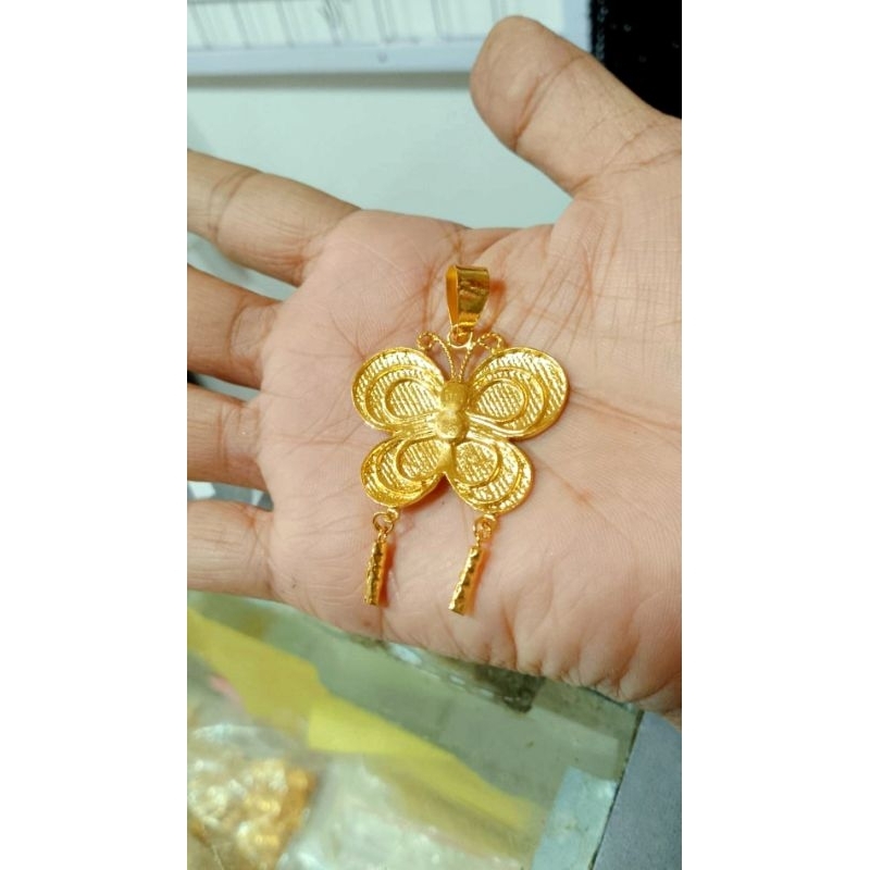 Jual LEONTIN KUPU-KUPU LAPIS EMAS 24K BISA D SEPUH | Shopee Indonesia