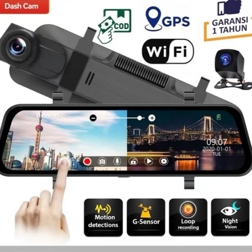 Jual Dashcam Mobil 2K HD 10 Inch Layar Sentuh IPS Night Vision Dual ...