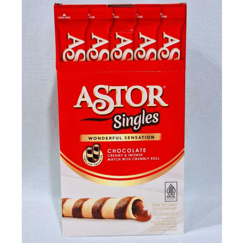 Jual Astor Singles Chocolate (1 Box isi 20 Pcs) | Shopee Indonesia