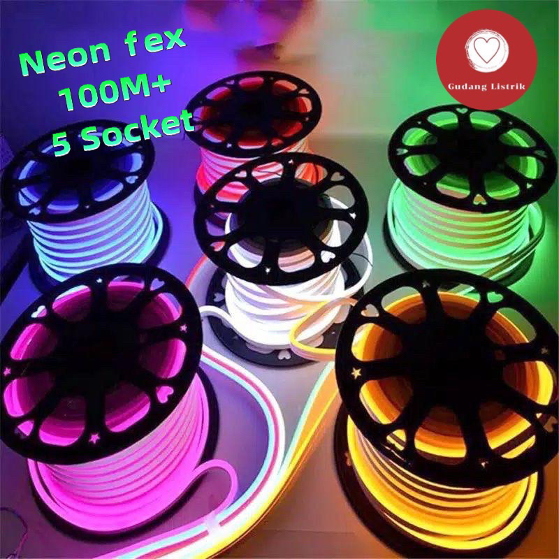 Jual Lampu Strip Neon Flexibel 1 roll 100 Meter 220V Lampu Neon Flex ...