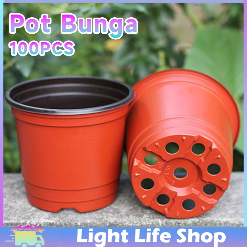 Jual 【100 Pcs】Pot bunga plastik sekali pakai dua warna Pot tanam untuk ...