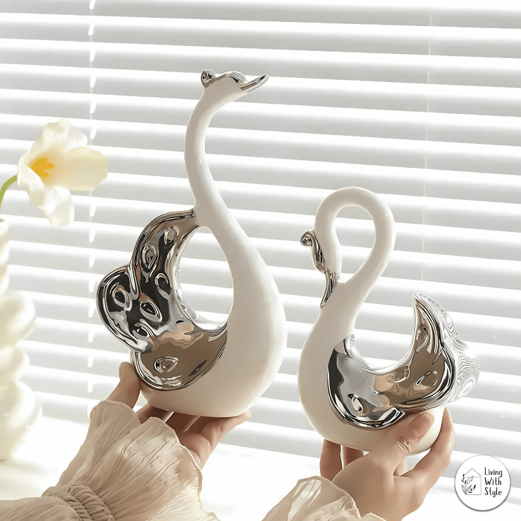 Jual Living With Style - Ceramic Swan Premium Home Decor Set / Pajangan ...