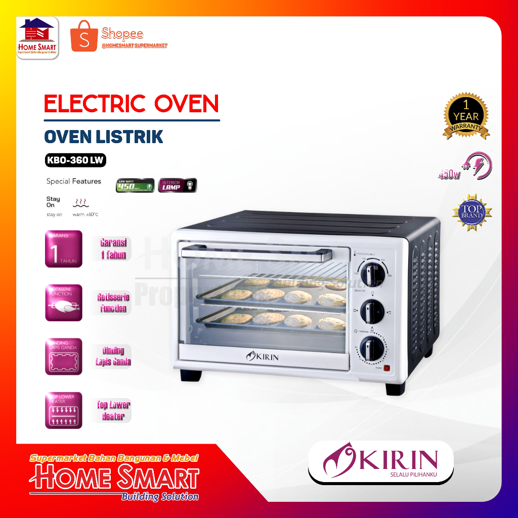 Jual OVEN LISTRIK 36 L KIRIN KBO 360LW KBO 360 LW KBO 360-LW LOW WATT | Shopee Indonesia