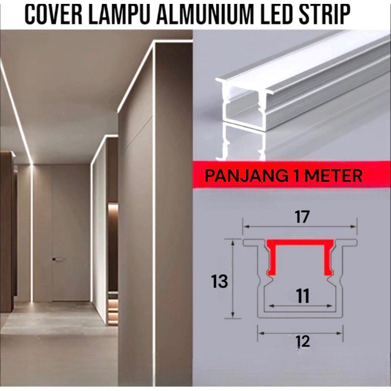 Jual Pelindung Lampu Strip LED 1 Meter / Strip Light Trough / Cover ...