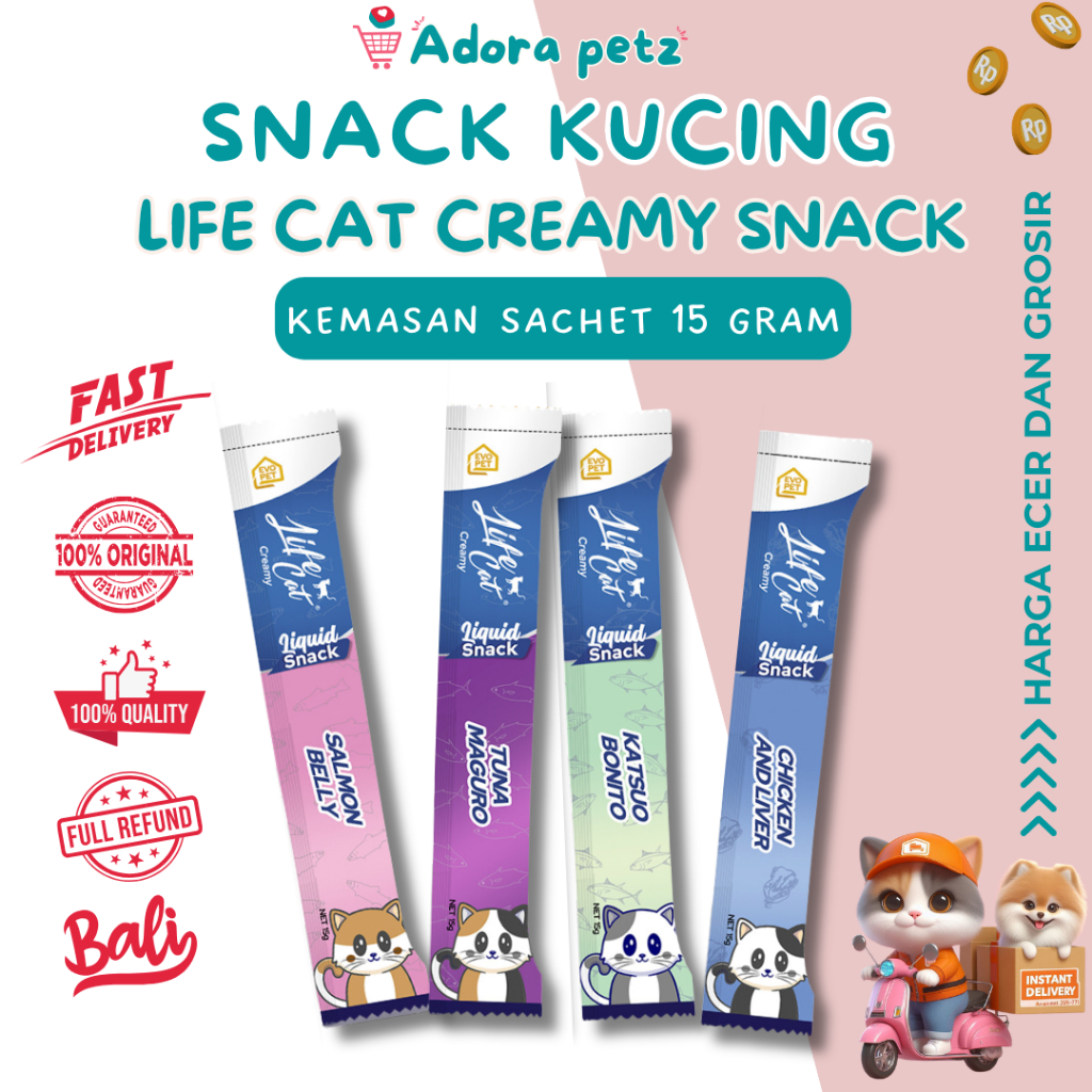 Jual Life Cat Creamy Snack Camilan Kucing Liquid Snack 15 Gr Kemasan 1 ...