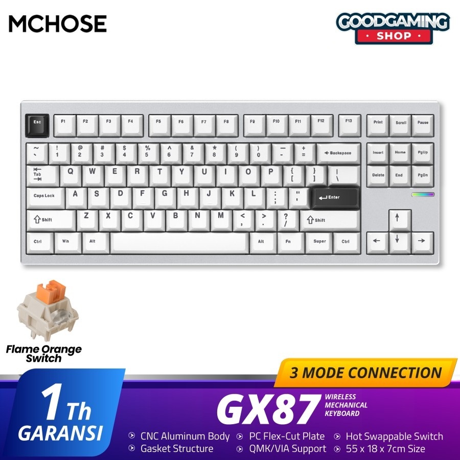 Jual MCHOSE GX87 Silver 80% Aluminum Custom Mechanical Keyboard | Shopee Indonesia