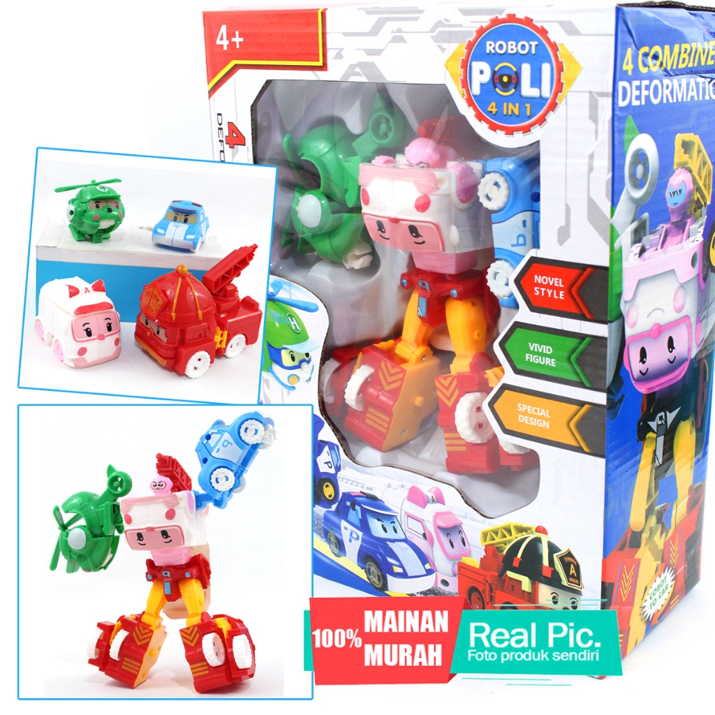 Jual FIGUREANS MAINAN ROBOT POLI 4 IN 1 DEFORMATION 30921 ROBOT ...