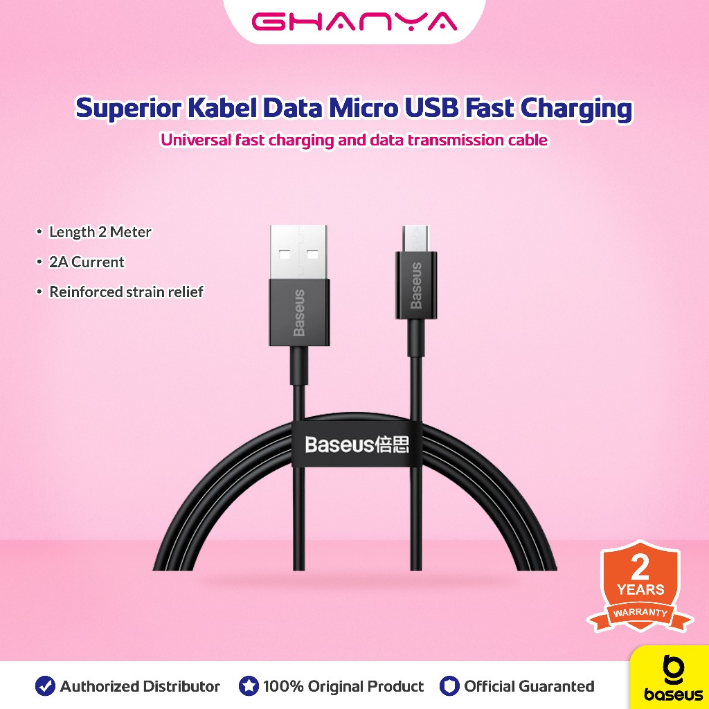 Jual Baseus Original Superior Kabel Data Micro USB 2M 2 Meter Fast Charging 2A Cable Charger ...