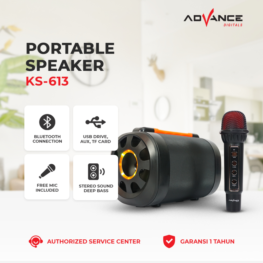 Jual Advance KS-613 Speaker Bluetooth Portable 5 inch with 1 Microphone Wireless Garansi Resmi ...