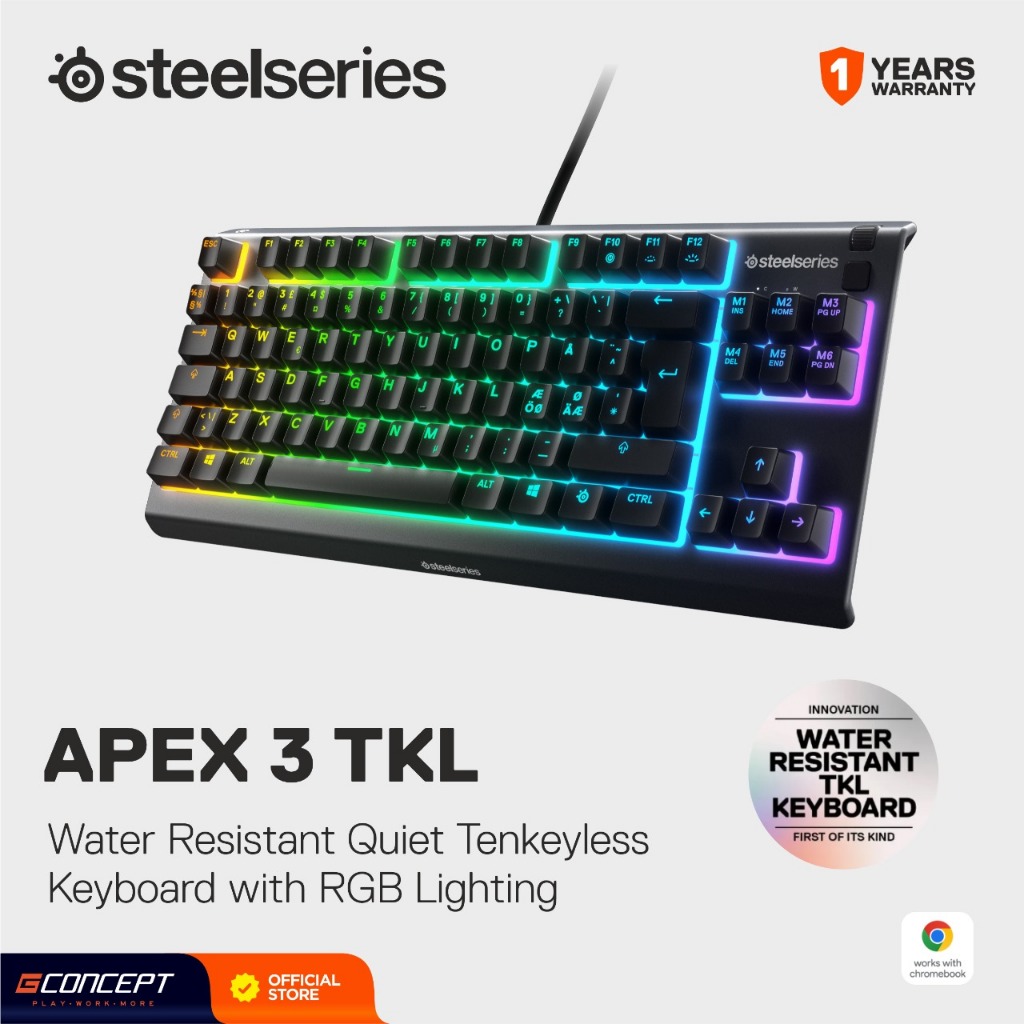 Jual Steelseries Apex 3 TKL RGB Gaming Keyboard IP32 Water Dust ...