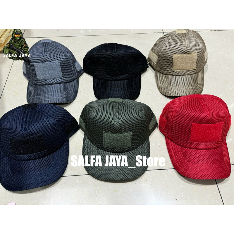 Jual topi tactikal jaring doublemes/topi velcro/topi prekat/topi tni ...