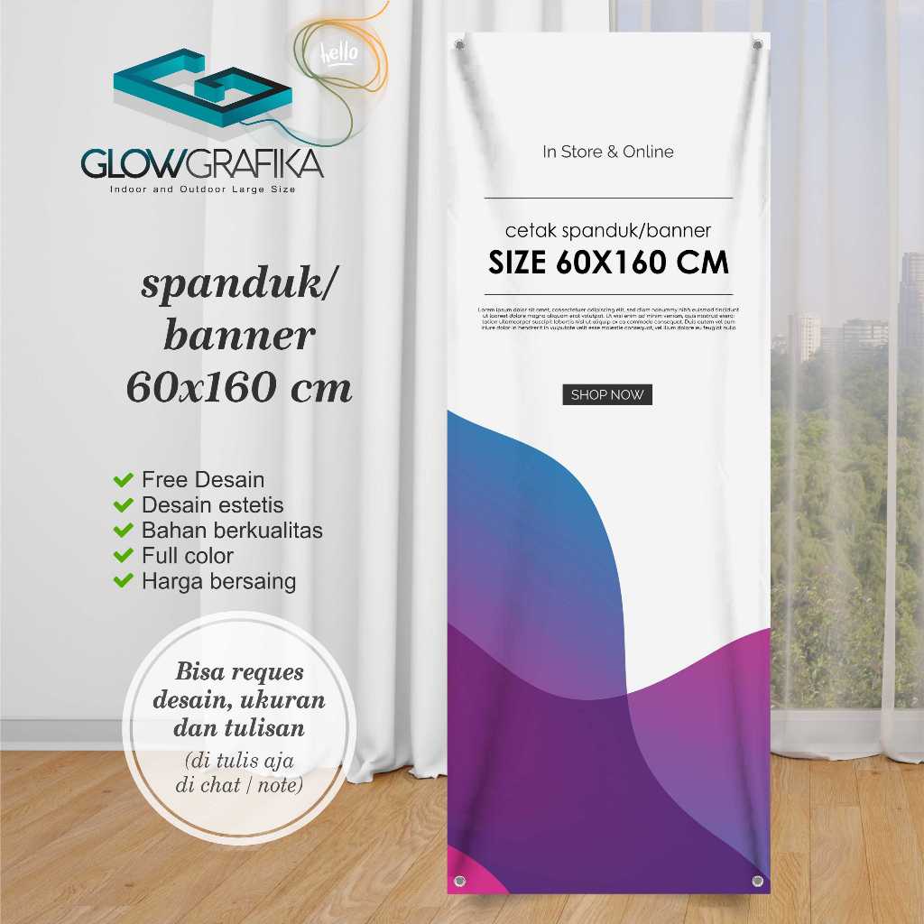 Jual Cetak Print Spanduk Banner Ukuran 60x160 Cm Custom Bisa Reques ...