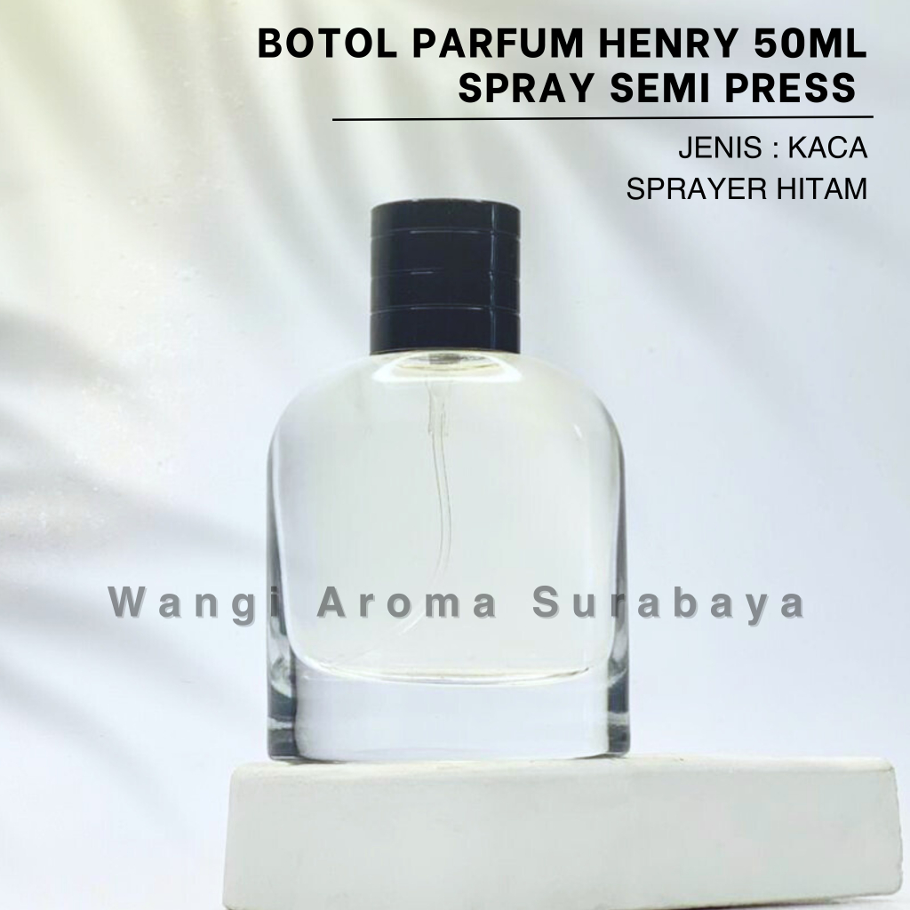 Jual Botol Parfum Henry 50ML Semi Press Tutup Hitam - Botol Parfum Kaca 50ML Semi Press - Botol ...